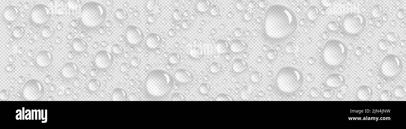 Pure water drops on transparent background. Condensation of fog or ...