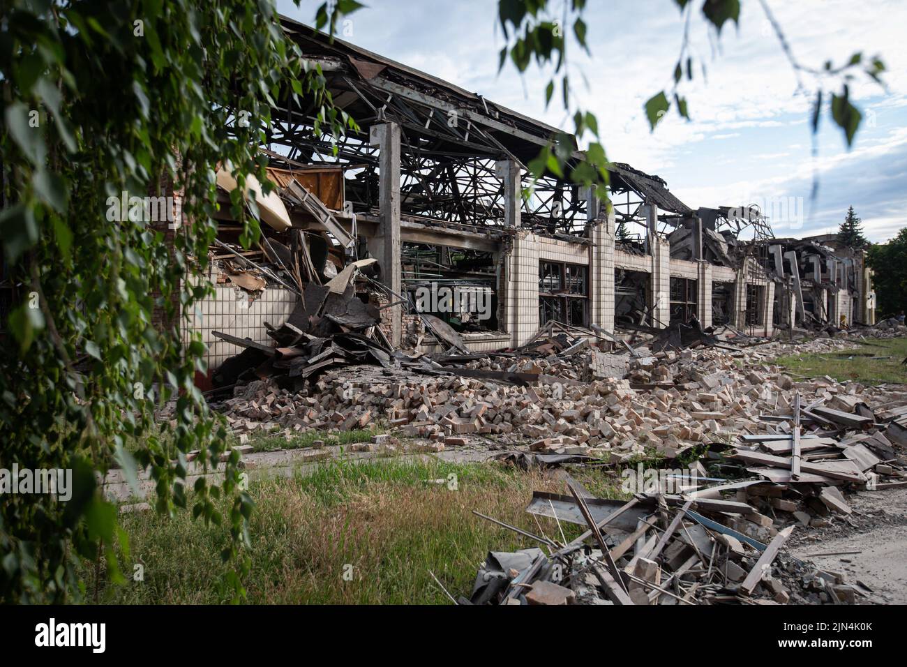 A view of a facility of the Darnytsia Car Repair Plant damaged by ...