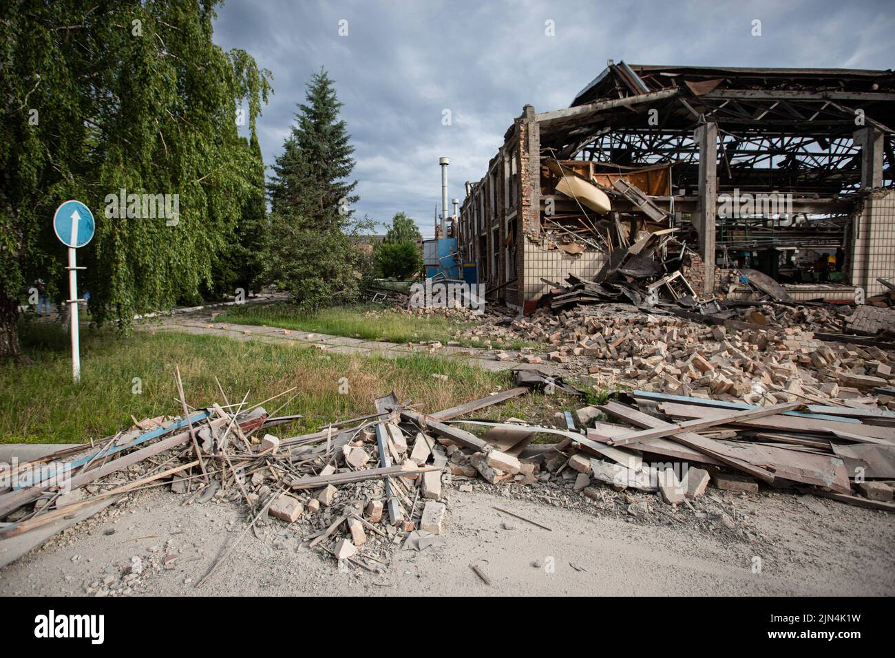 A view of a facility of the Darnytsia Car Repair Plant damaged by ...