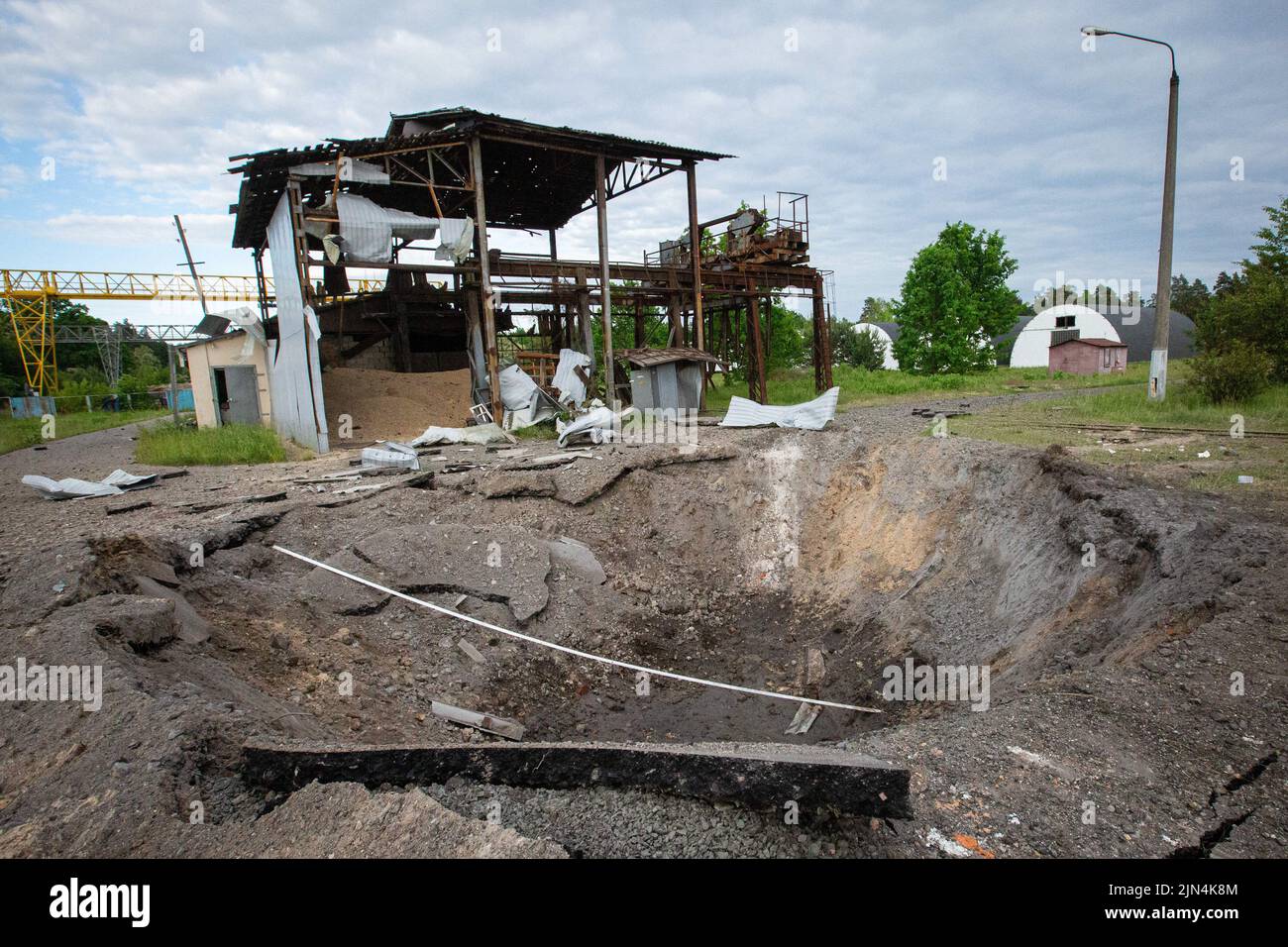 A view of a facility of the Darnytsia Car Repair Plant damaged by ...