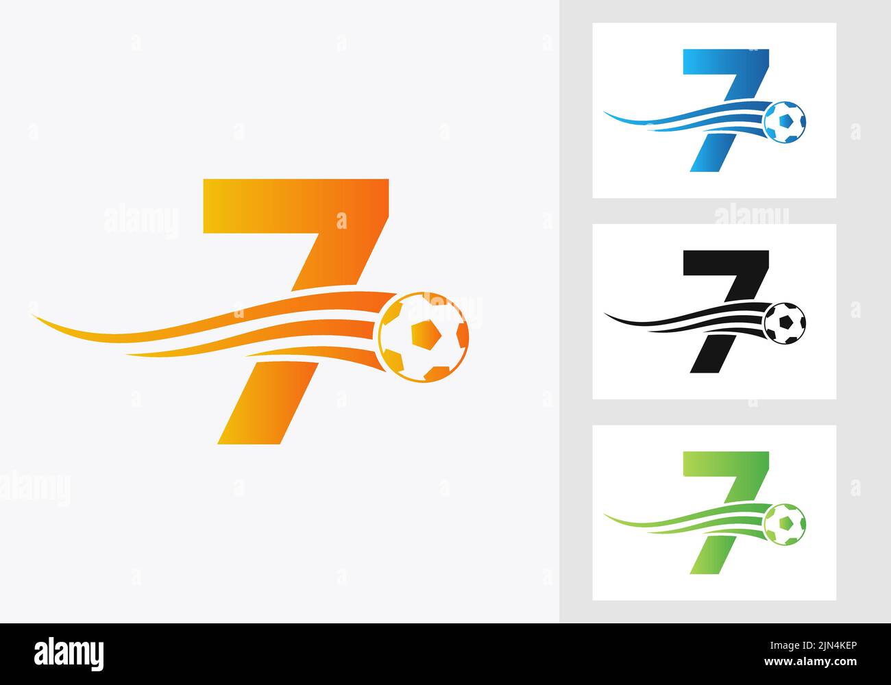 Soccer Football Logo On Letter 7 Sign. Soccer Club Emblem Concept Of ...