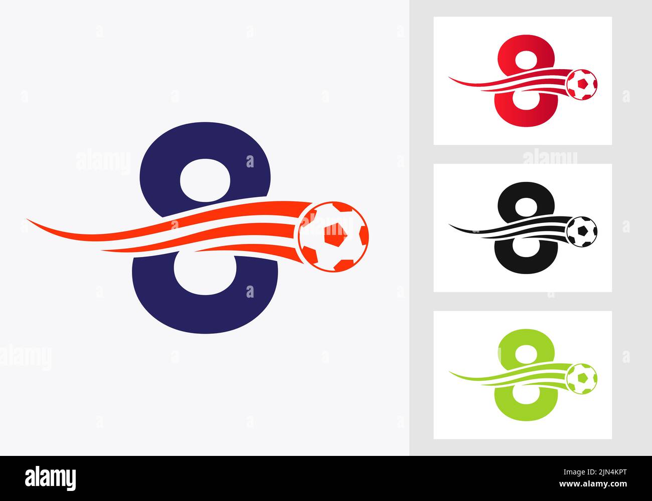 Soccer Football Logo On Letter 8 Sign. Soccer Club Emblem Concept Of ...