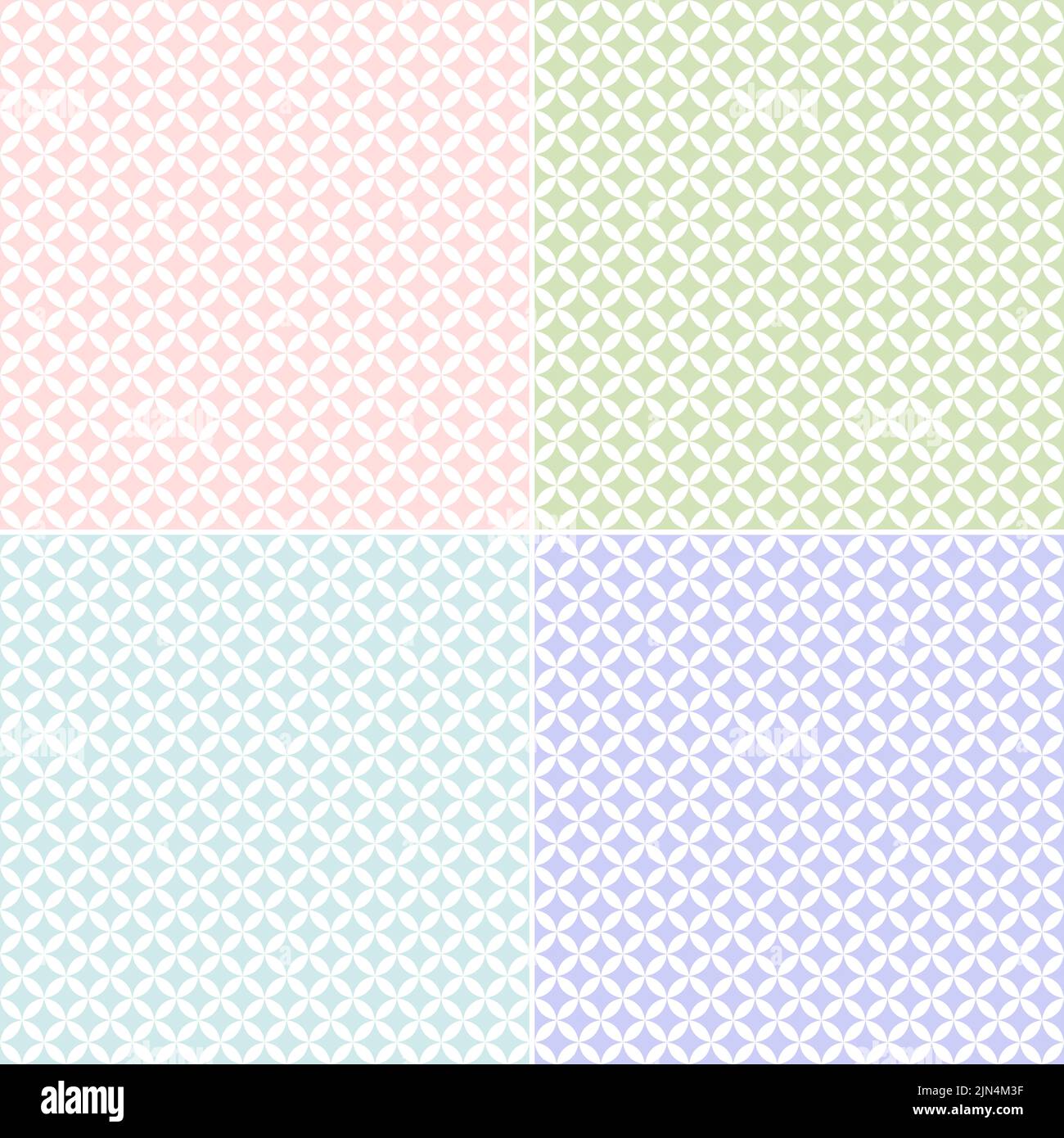 Seamless patterns of geometric shapes in different pastel colors on ...