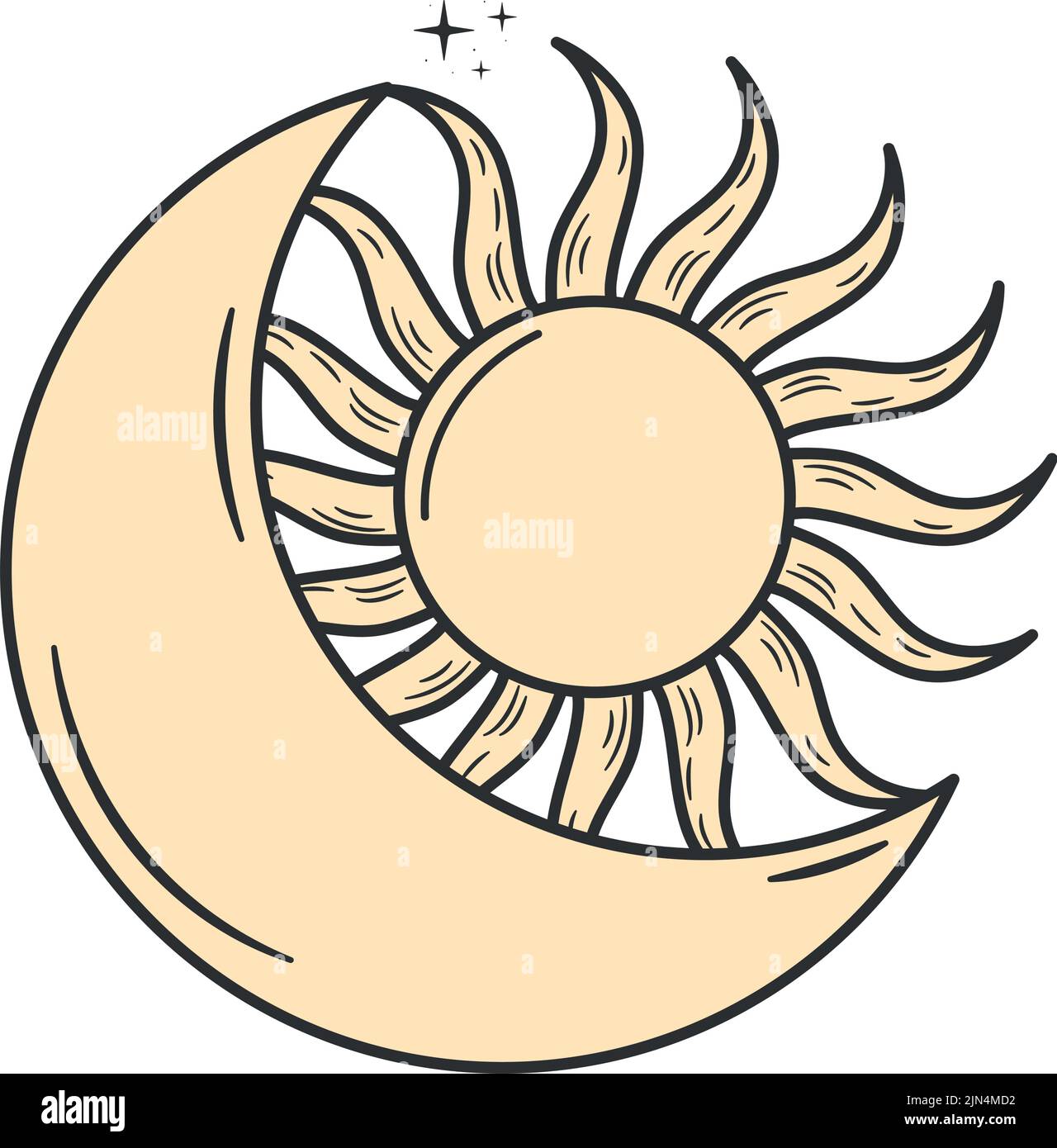 Stylized sun and moon Cut Out Stock Images & Pictures - Alamy