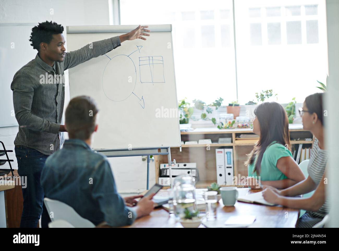 African American Conference Business Team Leader Giving A Presentation