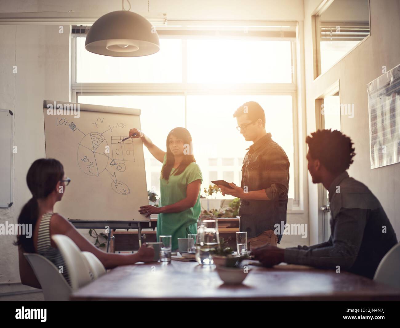 Working, thinking and planning of business team brainstorming ideas for ...