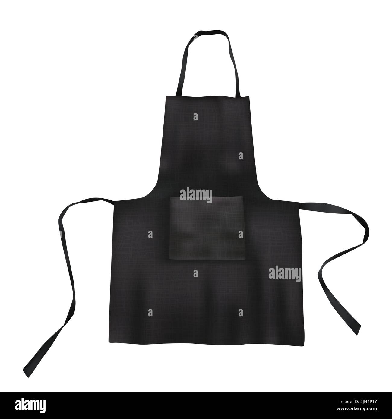 Realistic black blank apron mock up with fabric texture isolated from ...