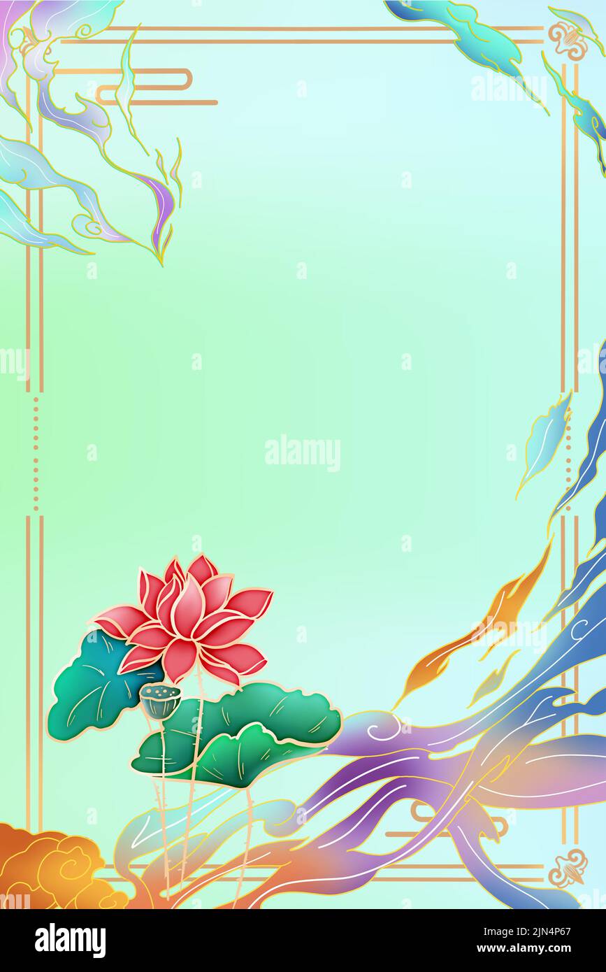 Chinese classical landscape architecture landscape illustration ...