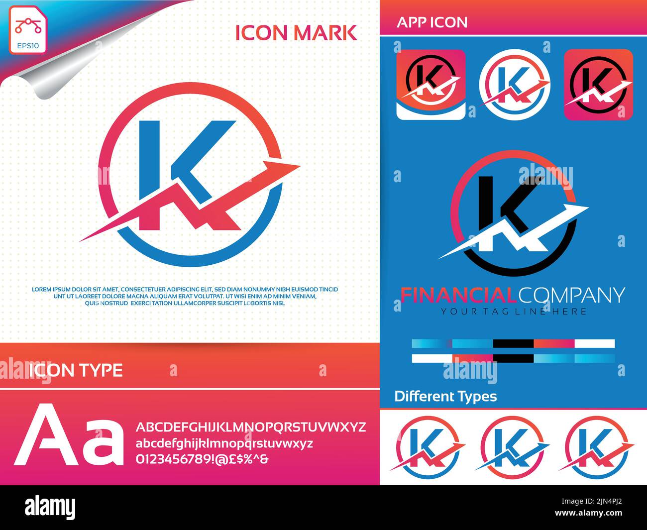 letter k financial and accounting vector logo design Stock Vector Image ...