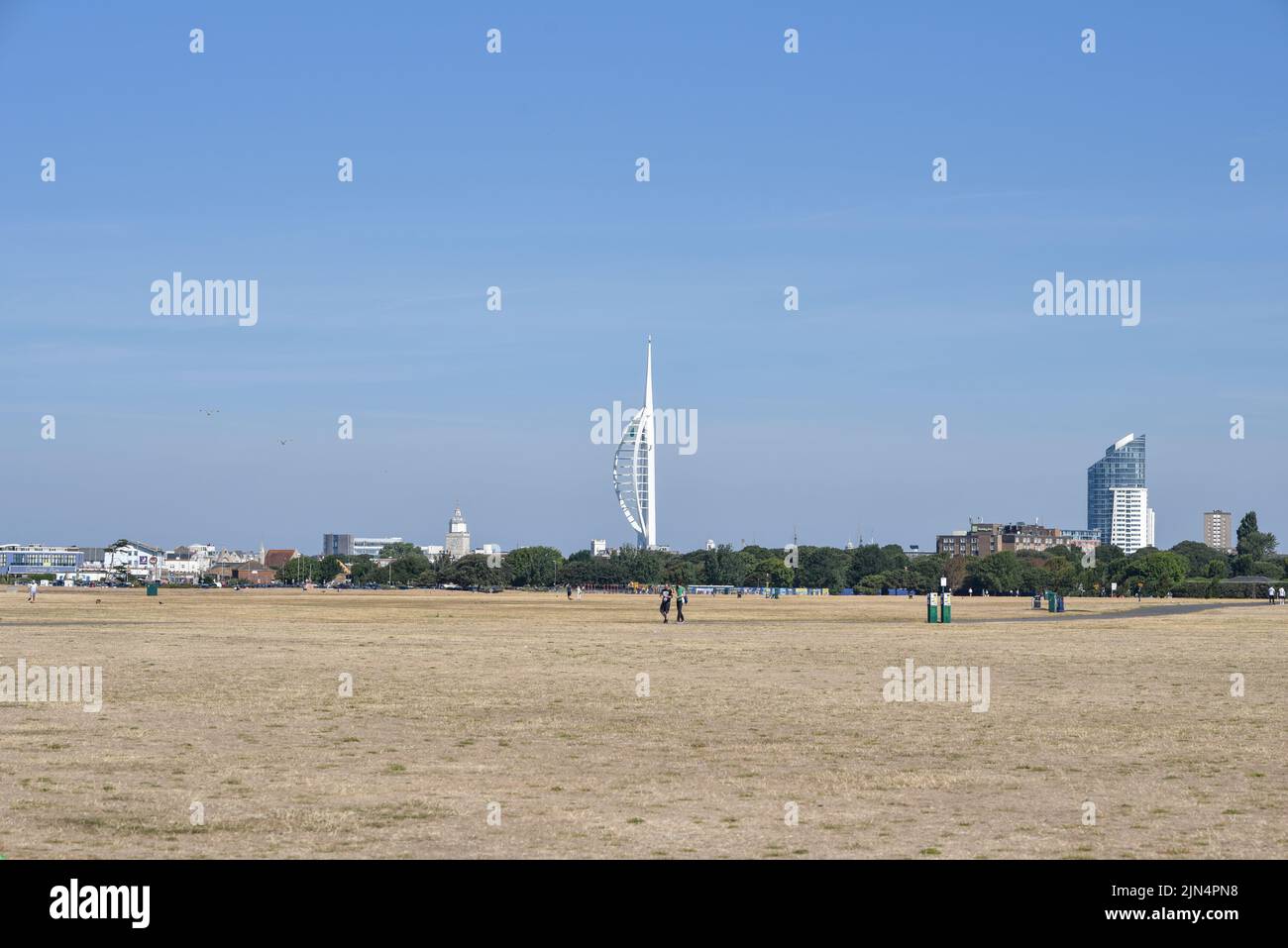 Southsea common in Portsmouth, England with all the grass dried and ...