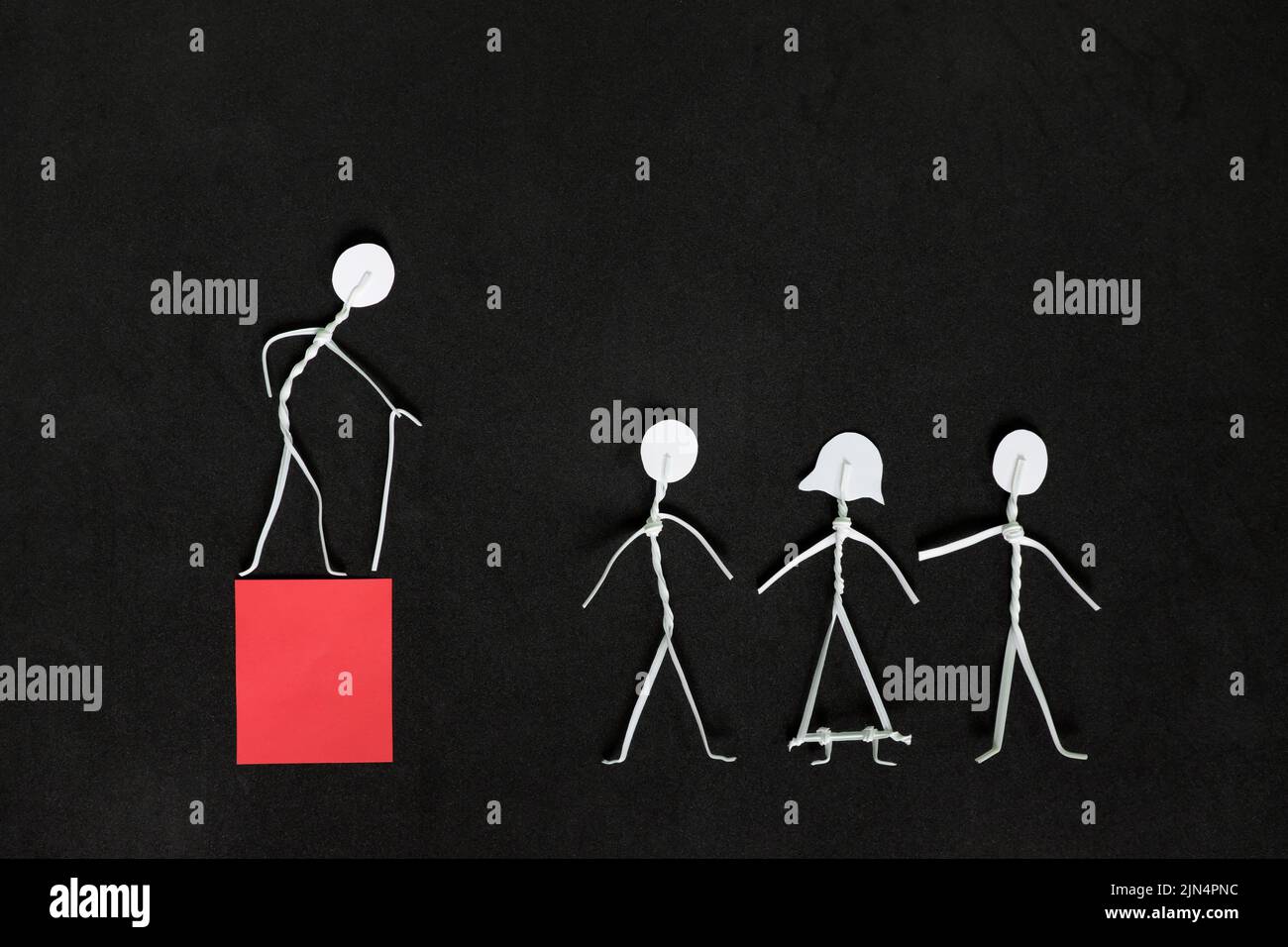 Old wise man or elderly leader concept. Human stick figure in dark ...