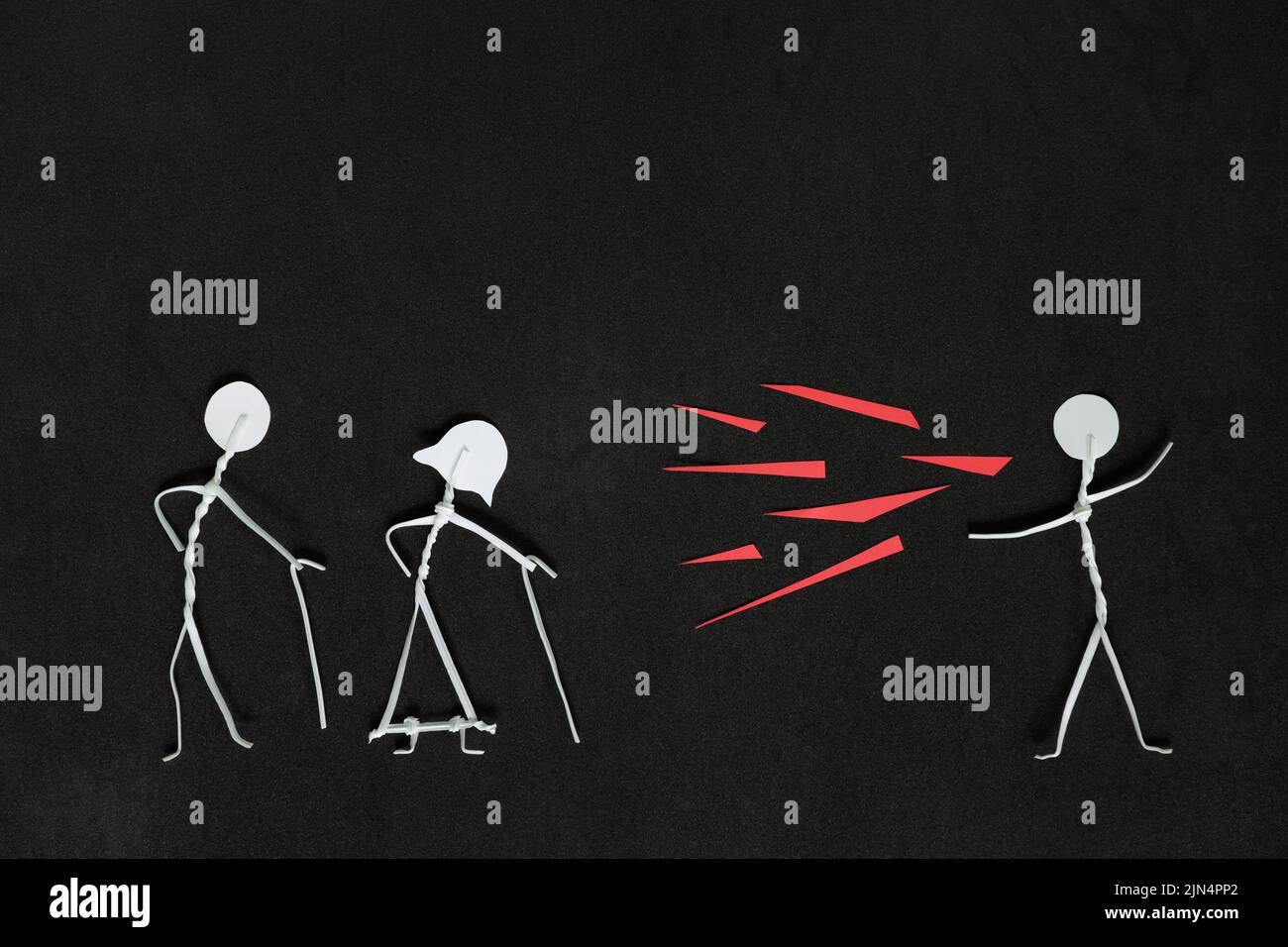 Seniors or old people verbal and emotional abuse concept. Stick man ...