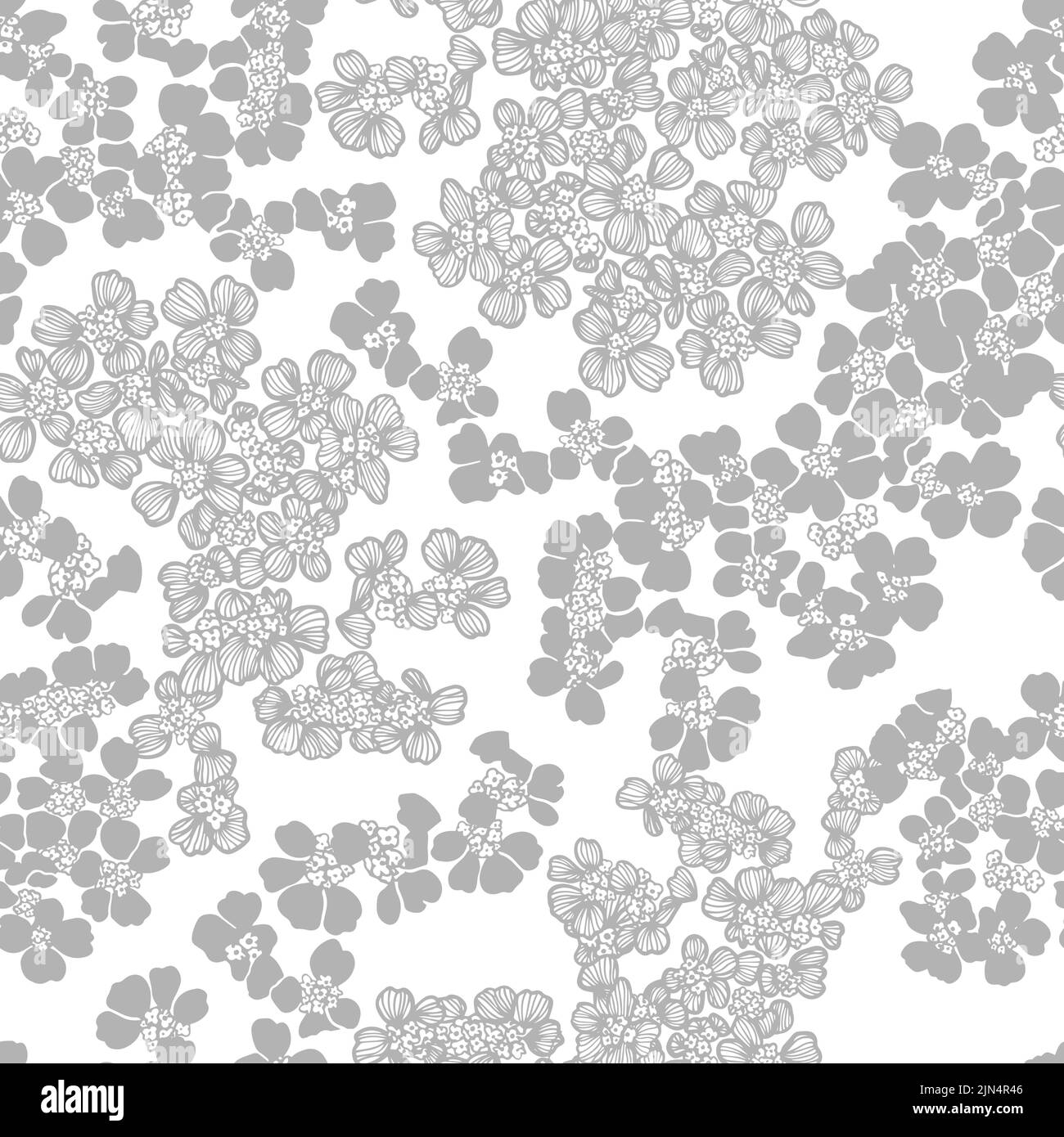 Seamless pattern gray flowers on a white background. Vector ...