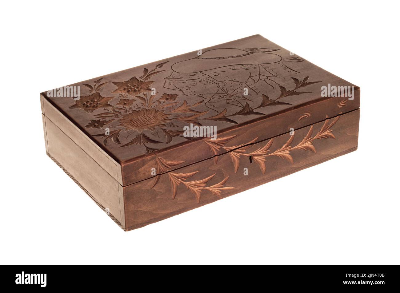 Old style retro wooden box isolated on white background Stock Photo - Alamy