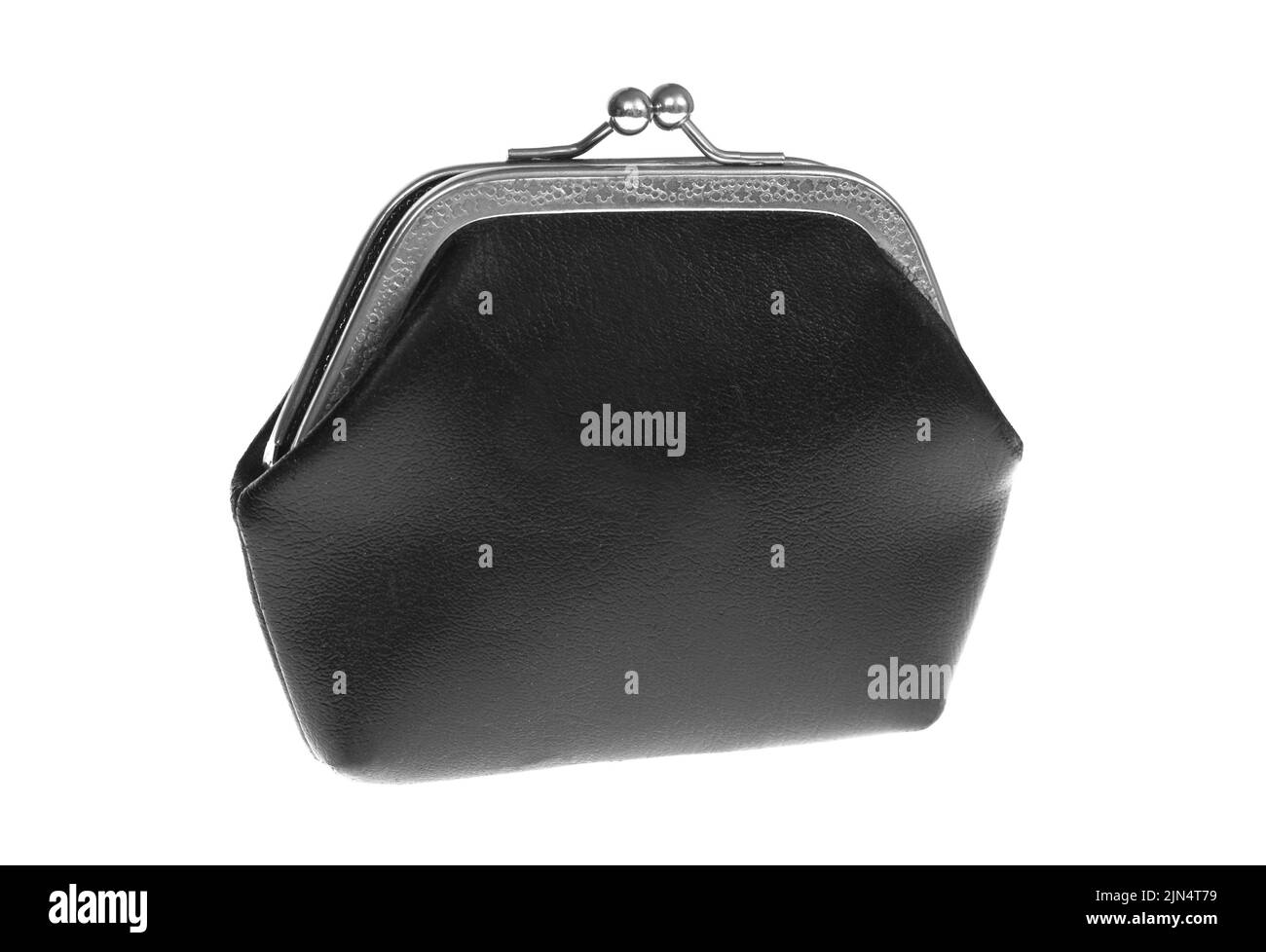 A black leather purse isolated on white background Stock Photo - Alamy