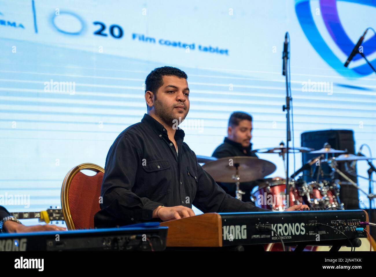 A music band during a medical event in Egypt's Alexandria Opera House ...
