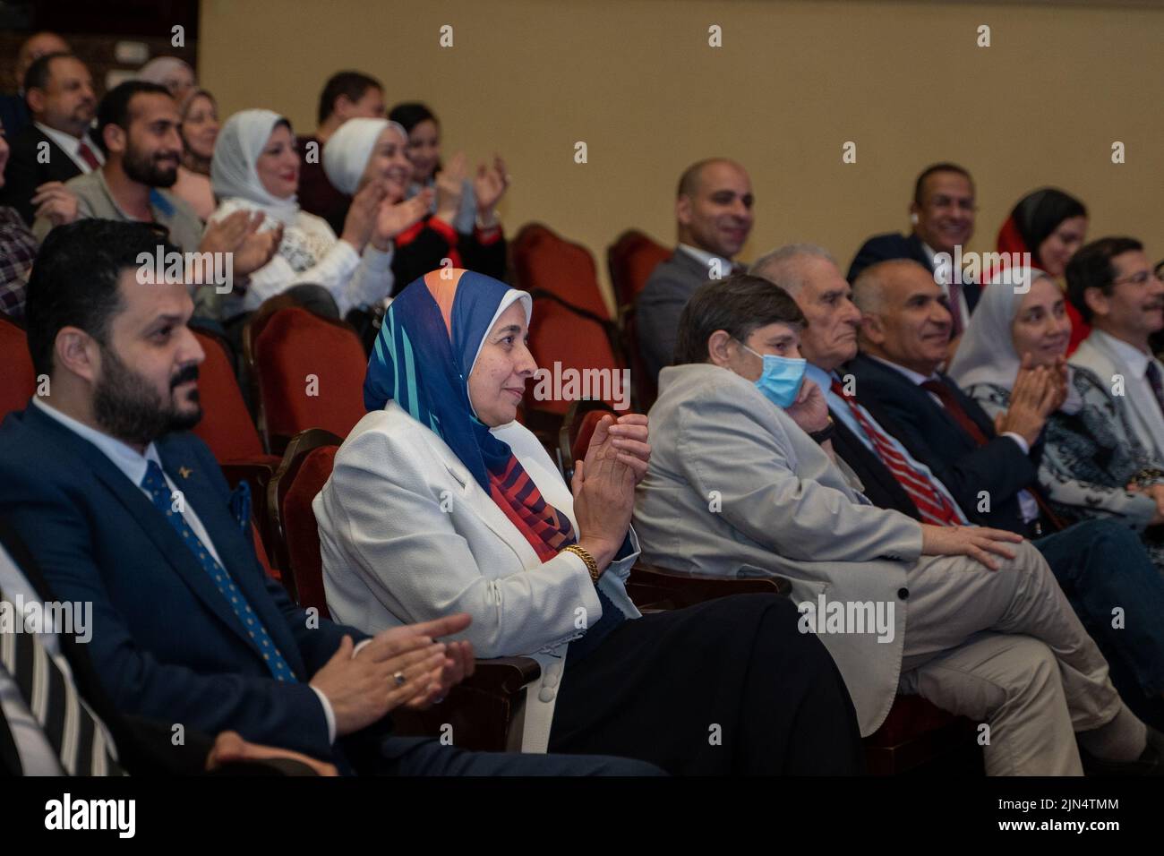 The audience during a medical event in Egypt's Alexandria Opera House ...