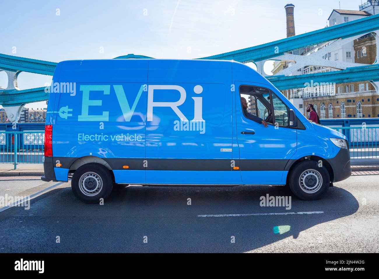 EVRi electric vehicle driving in London. Formerly Hermes. EVRi electric ...