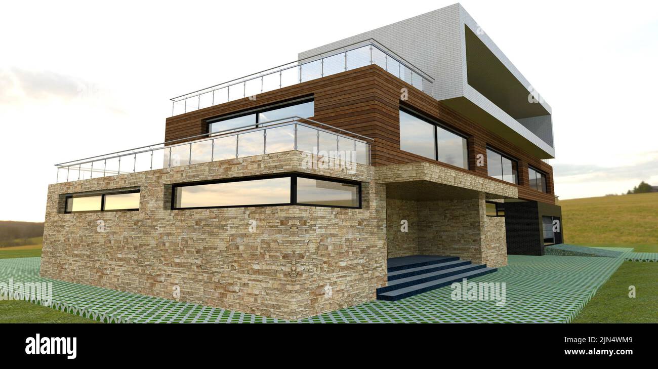 Insanely beautiful new house with two terraces on different levels ...