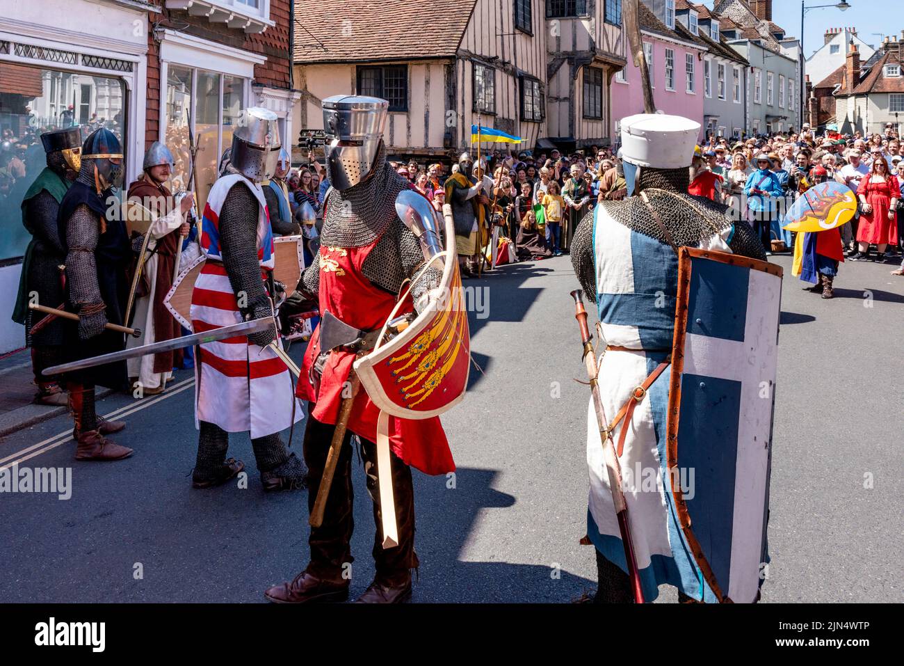 Men Dressed In Medieval Costume Prepare To Take Part In A Re-Enactment ...