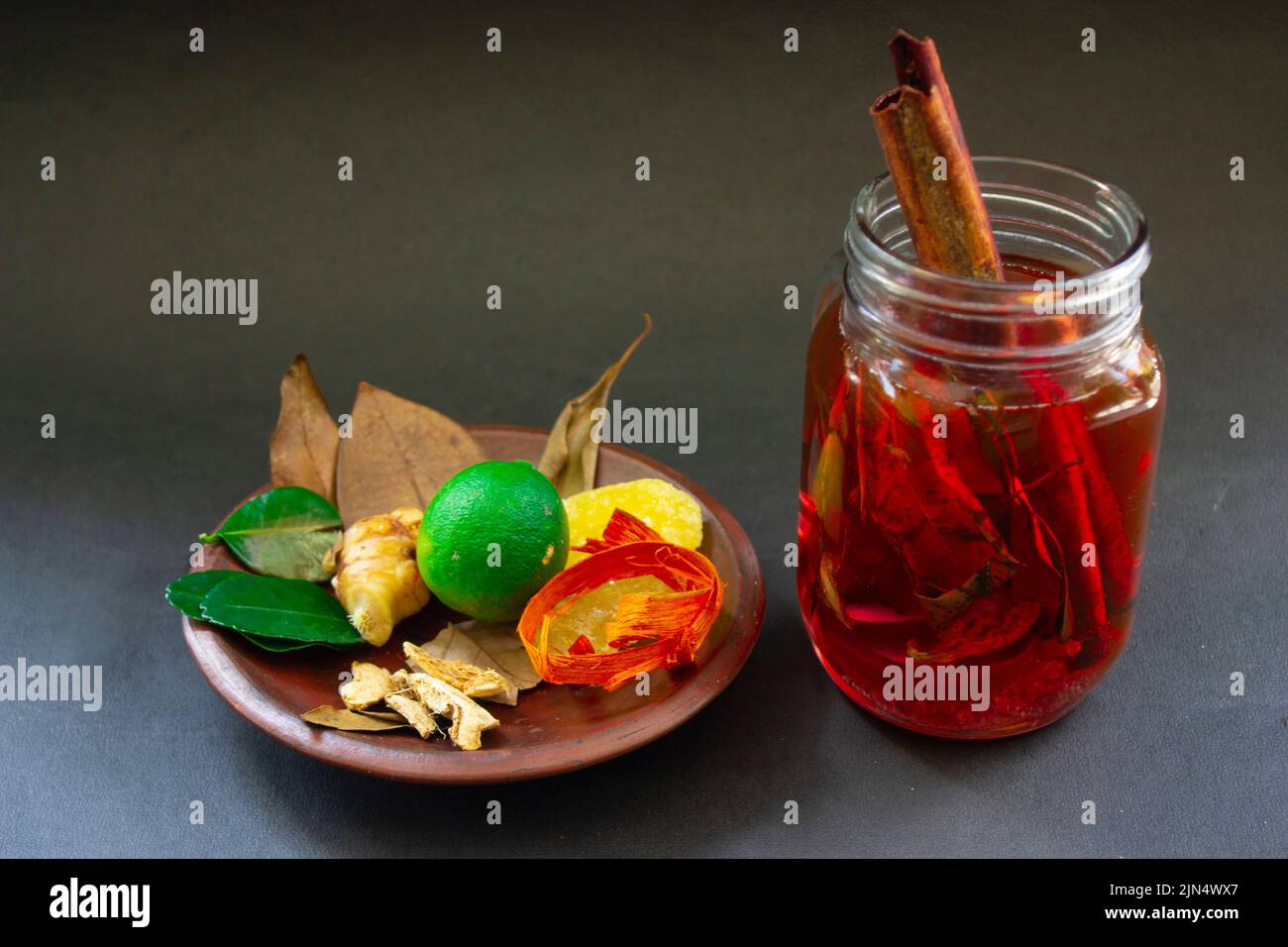 wedang uwuh is traditional herbal drink from indonesia. made from ...