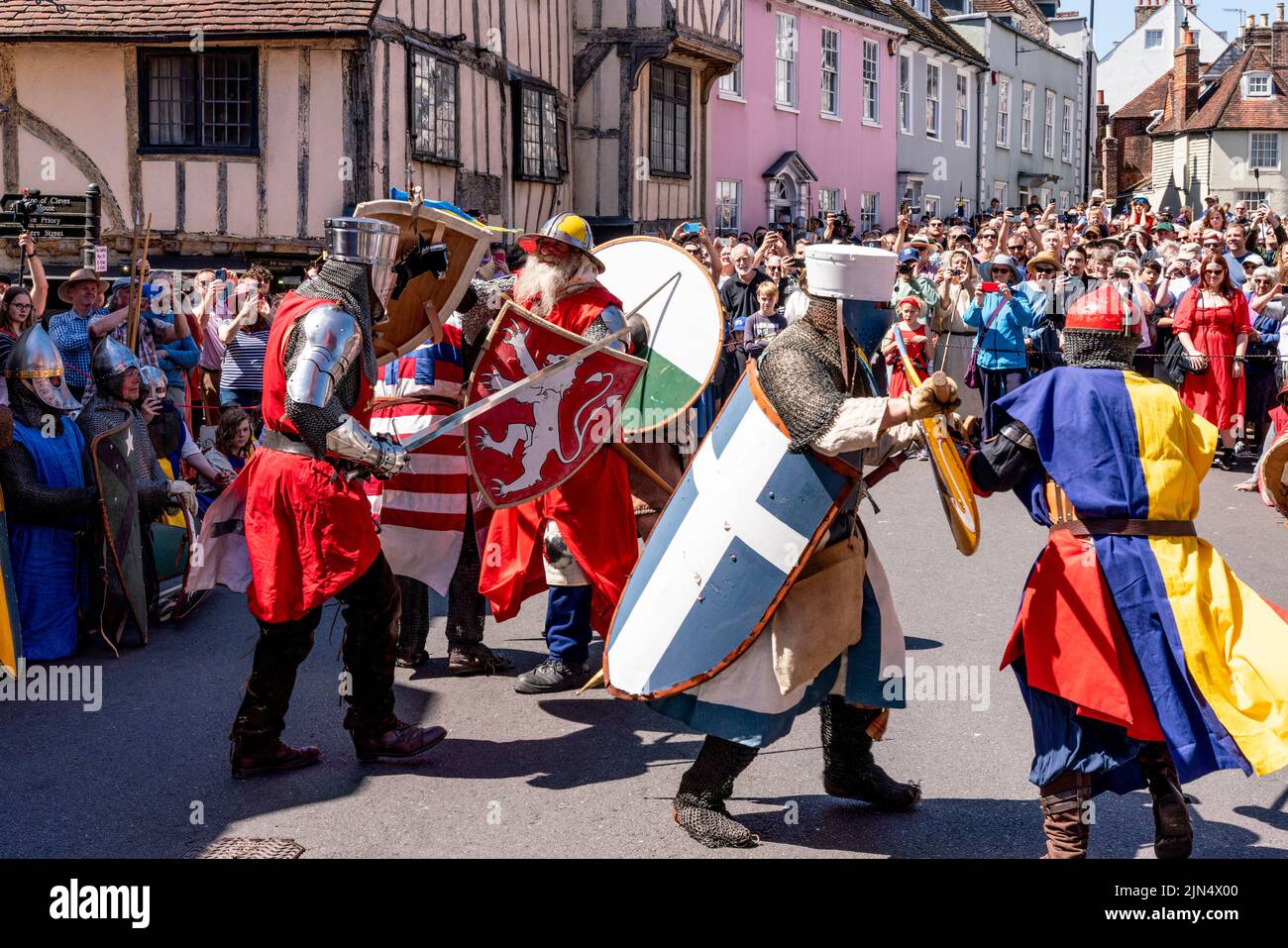 People Dressed In Medieval Costume Take Part In A Re-Enactment Of The ...