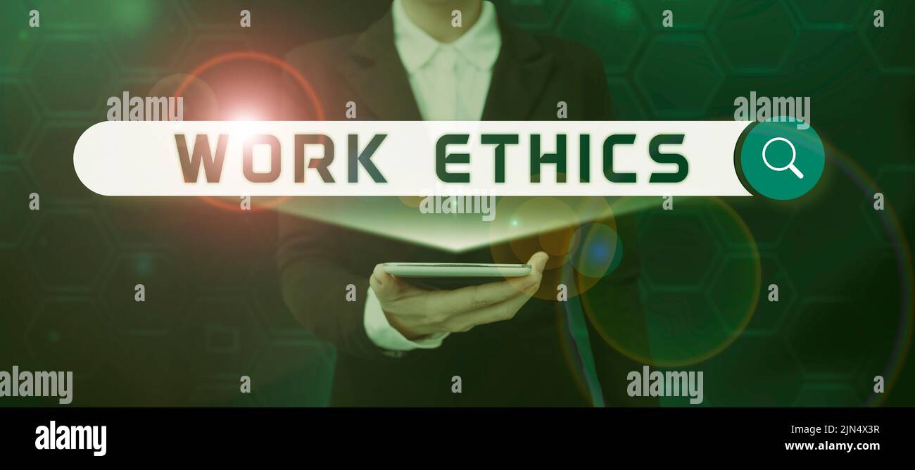 Hand writing sign Work Ethics. Business showcase A set of values ...