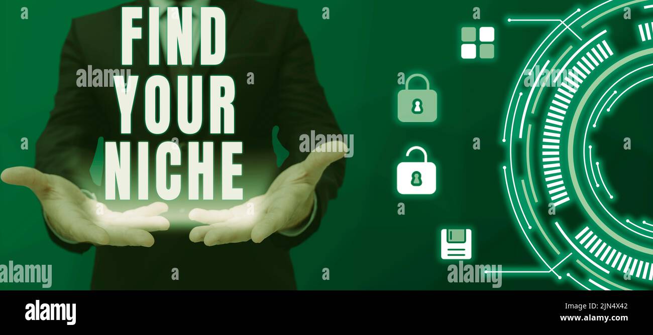 Text caption presenting Find Your Niche. Word Written on Market study ...