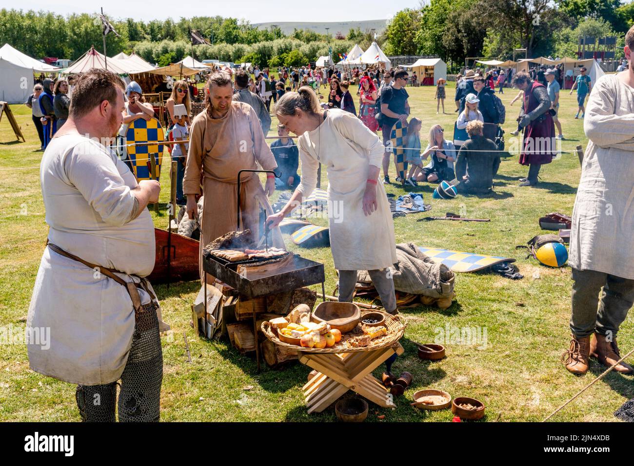People In Medieval Costume Cooking Food At The Battle Of Lewes Re ...