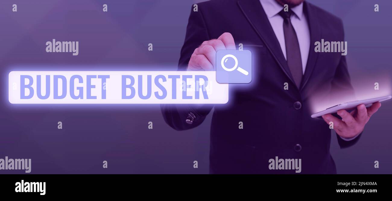 Hand writing sign Budget Buster. Business concept Carefree Spending ...