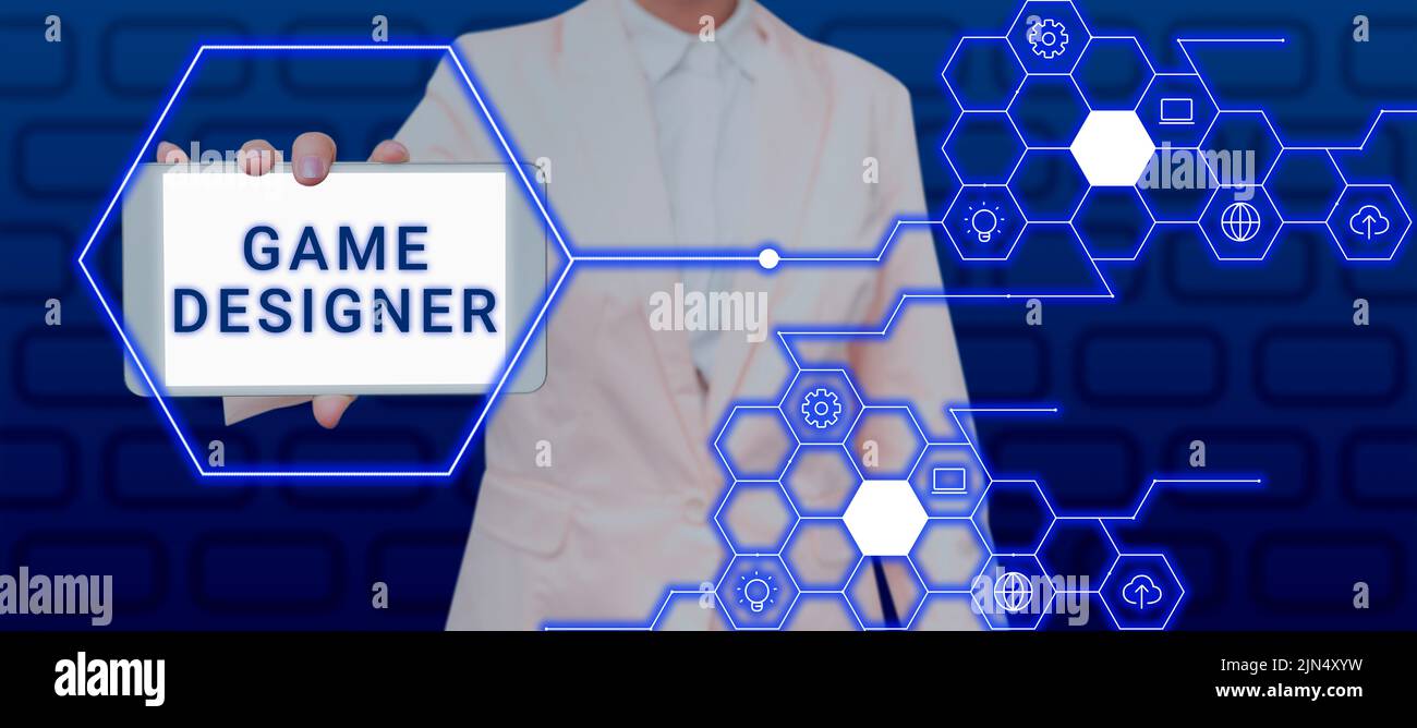 Text showing inspiration Game Designer. Business idea Campaigner Pixel Scripting Programmers ...