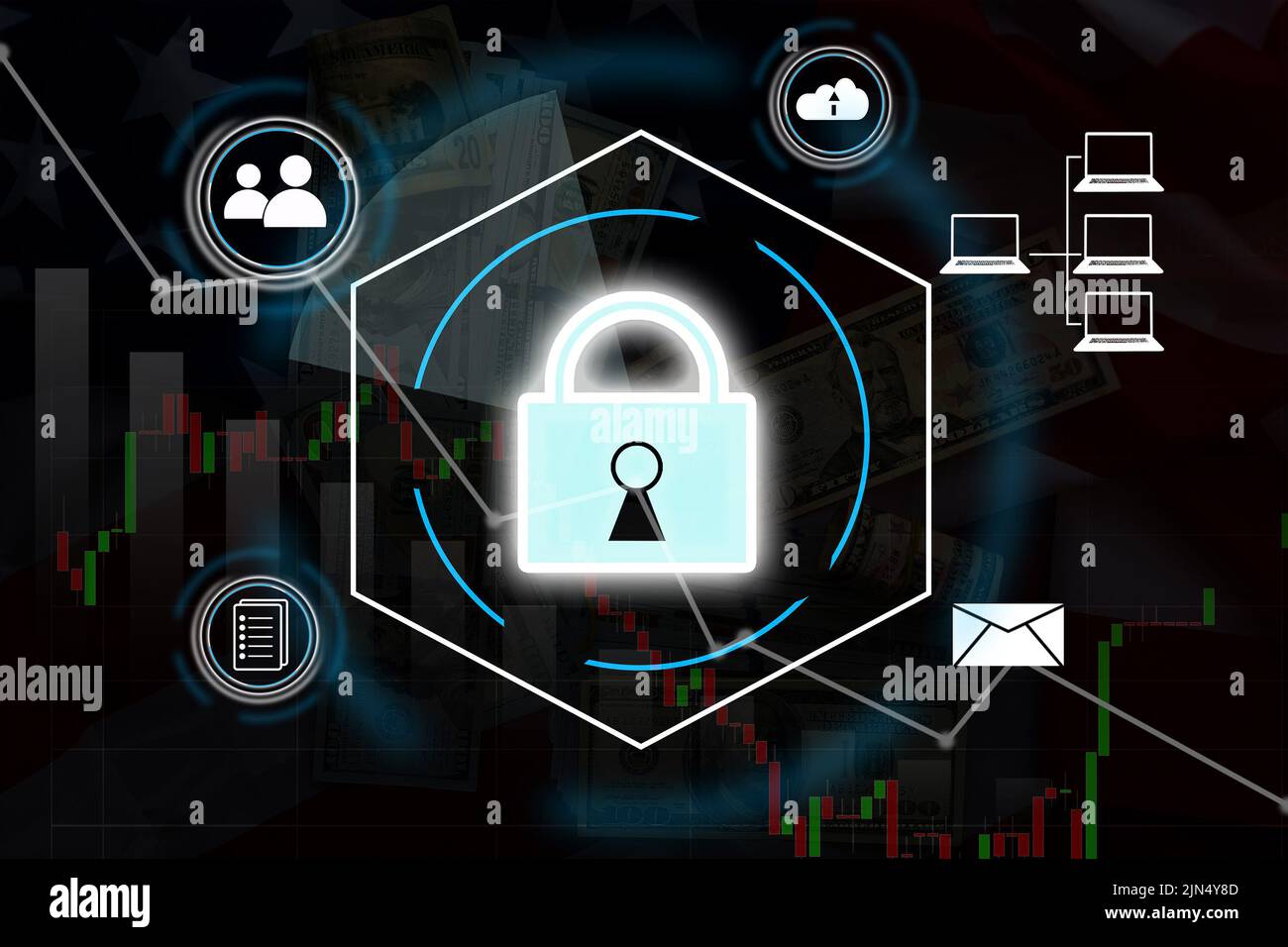 cybersecurity concept Global network security technology, business ...