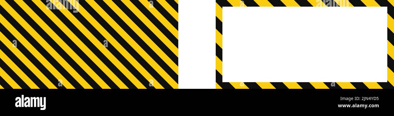 Warning frame with yellow and black diagonal stripes. Rectangle warn ...