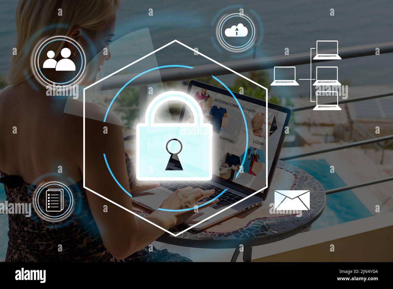 Cybersecurity and privacy concepts to protect data. Lock icon and ...