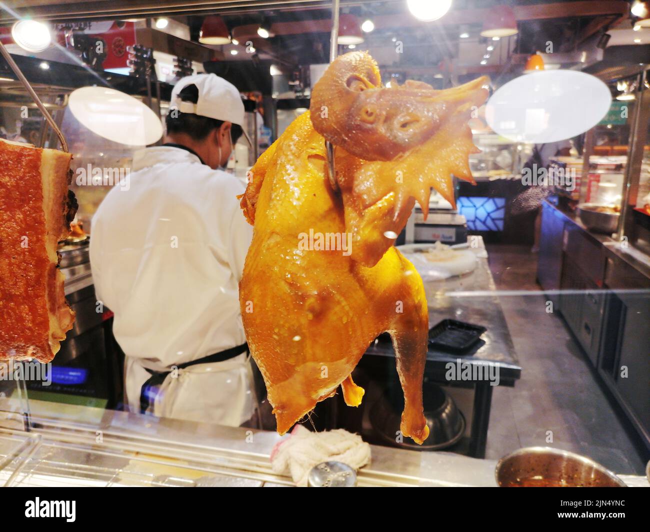 Landscape of roast chicken and roast duck delicious food stall Stock ...