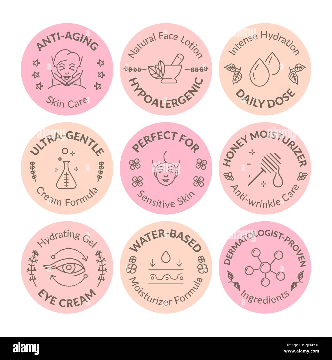 Facial cream sticker set, icon tag design Stock Vector Image & Art - Alamy