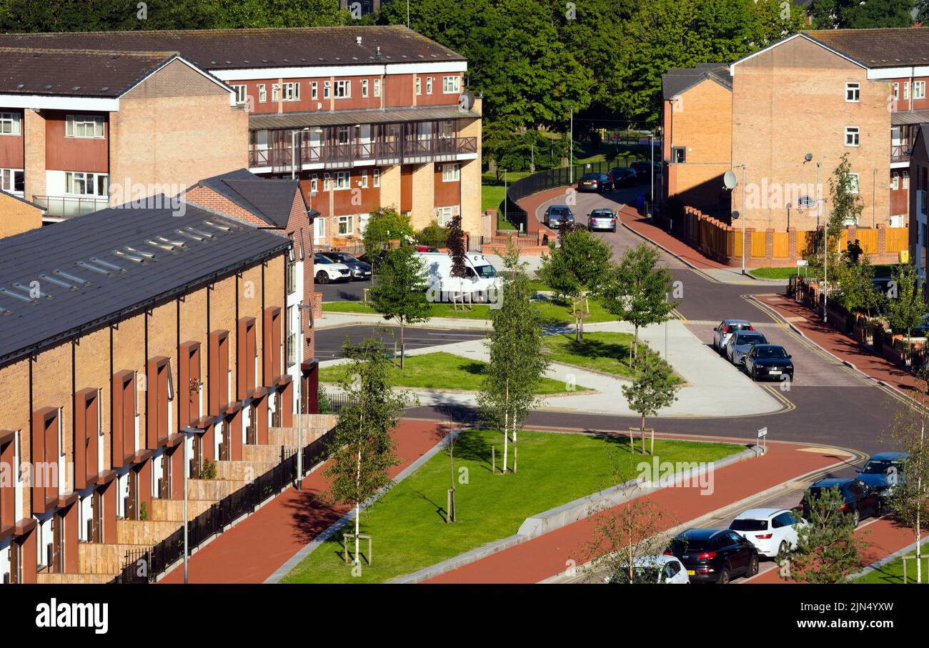 Manchester, UK. 9th August, 2022. A high level view of housing in the ...