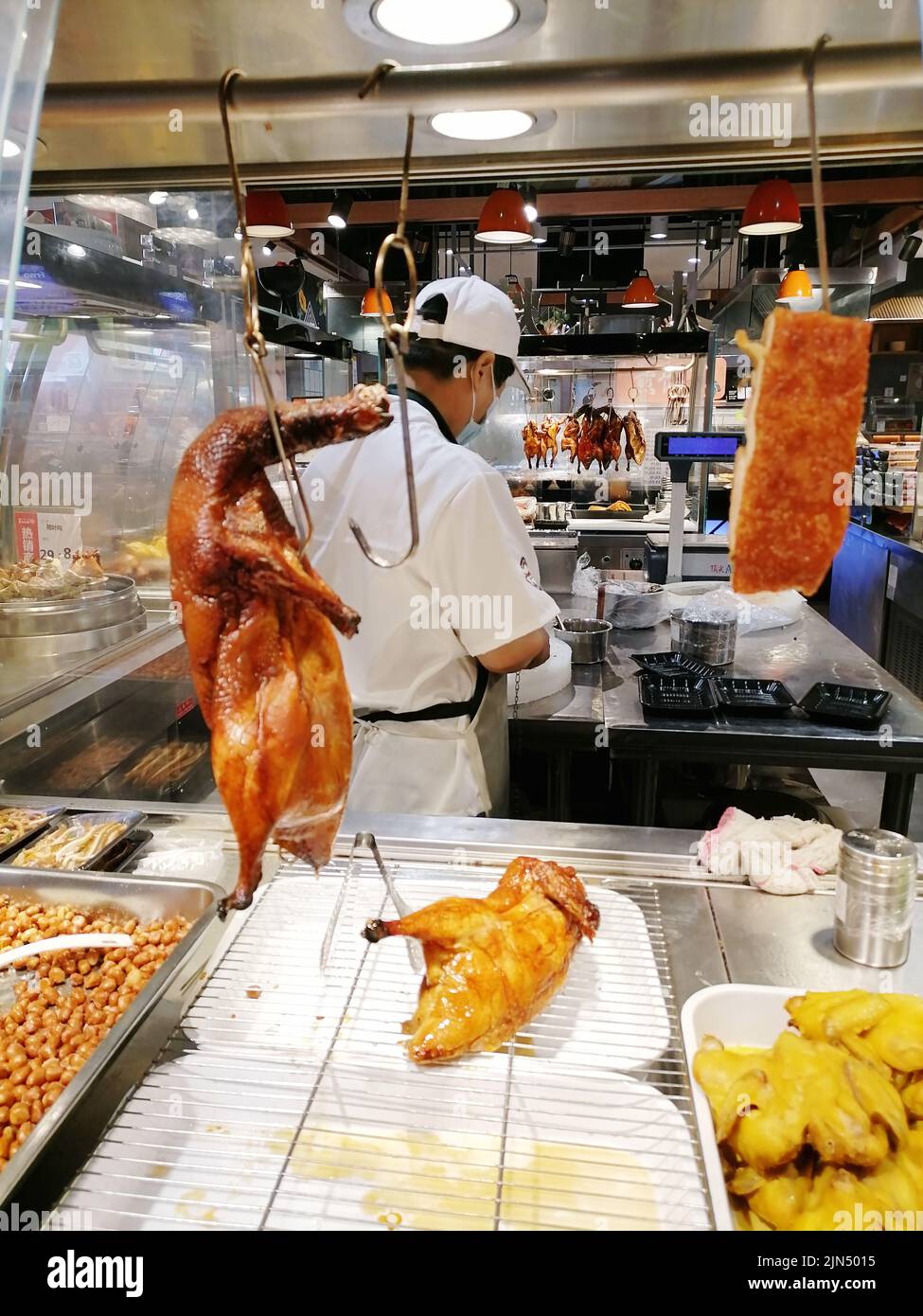 Landscape of roast chicken and roast duck delicious food stall Stock ...