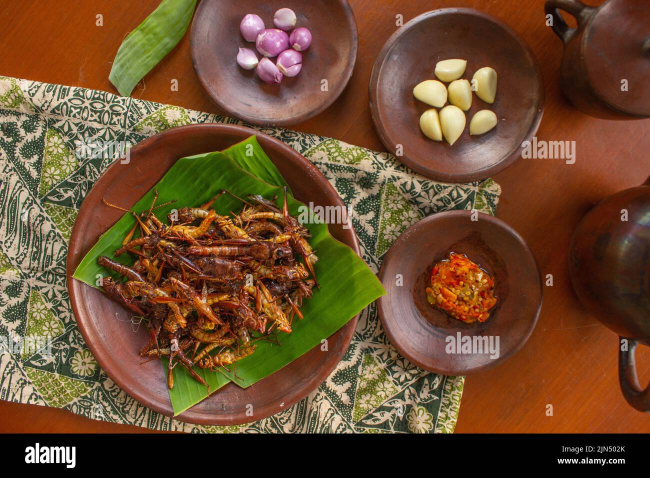 fried grasshopper or belalang goreng is traditional food from southeast ...