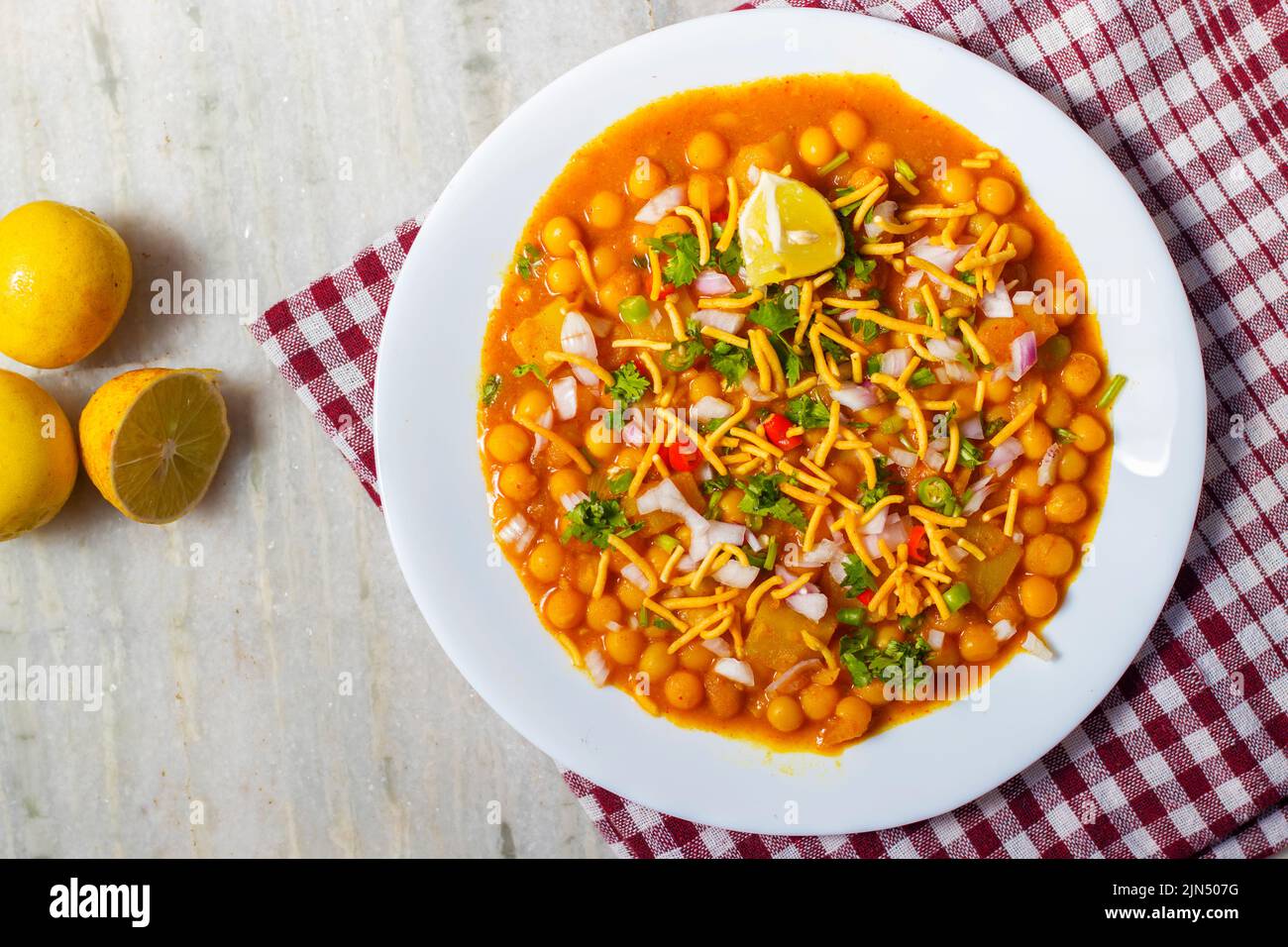 selective focus of delicious Bengali street food "Ghugni" made of ...