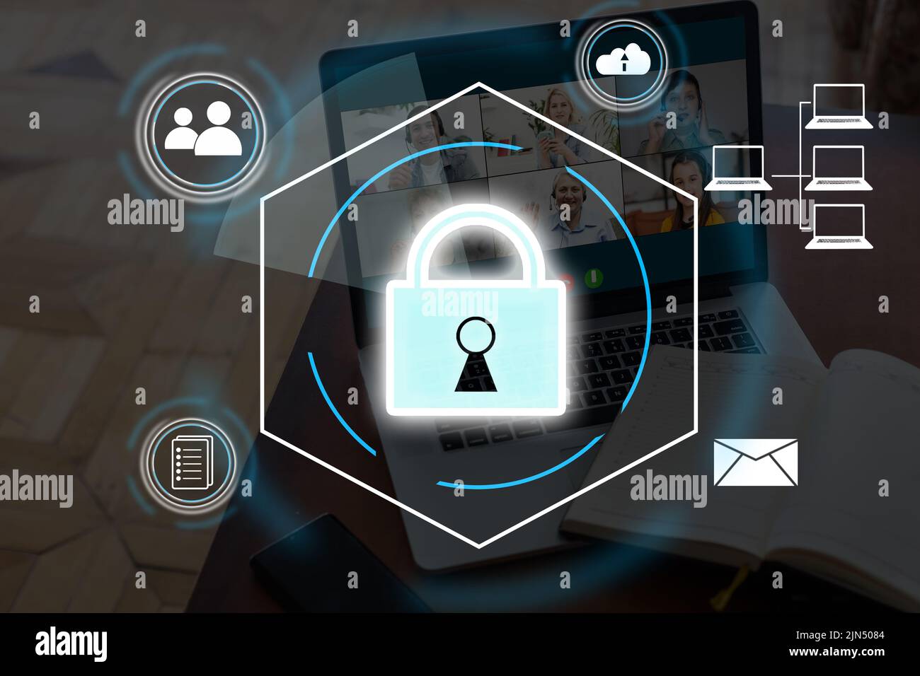 cybersecurity concept Global network security technology, business ...