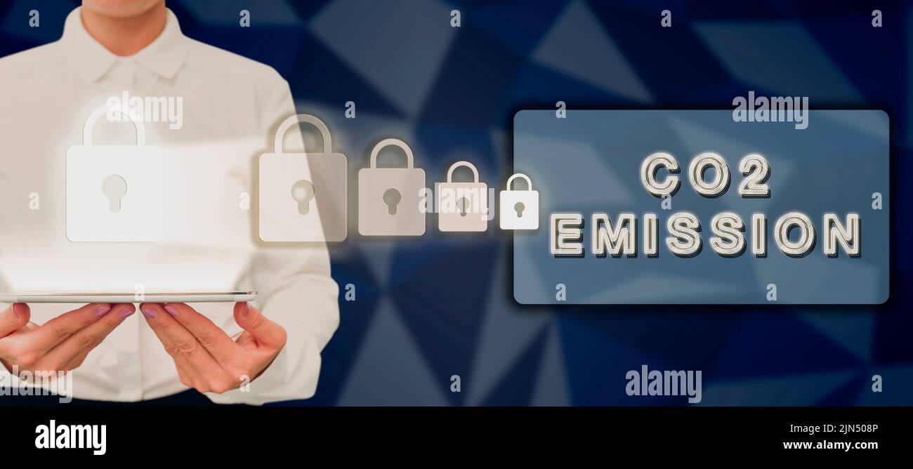 Text caption presenting Co2 Emission. Business approach Releasing of ...