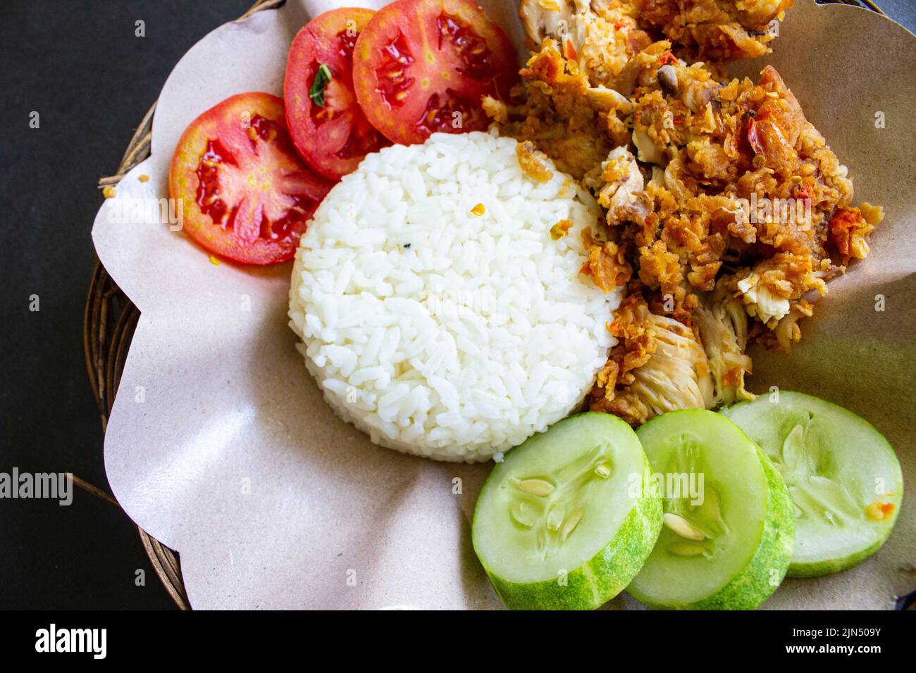 ayam geprek or chicken crush or chicken smashed is indonesian food made ...