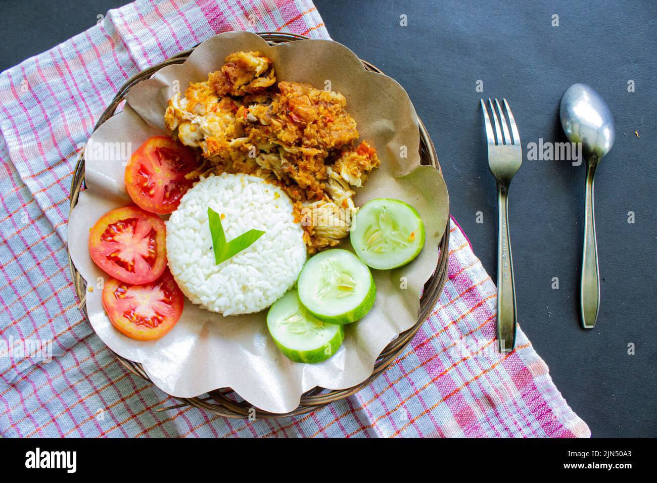 ayam geprek or chicken crush or chicken smashed is indonesian food made ...
