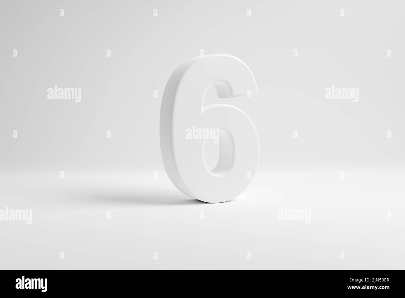 Number six on white background. 3D rendering Stock Photo - Alamy