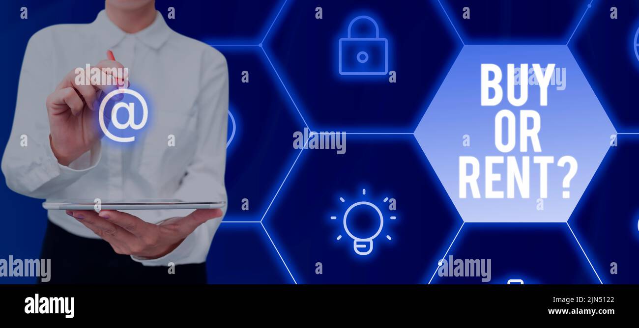 Text caption presenting Buy Or Rent. Word Written on Doubt between ...