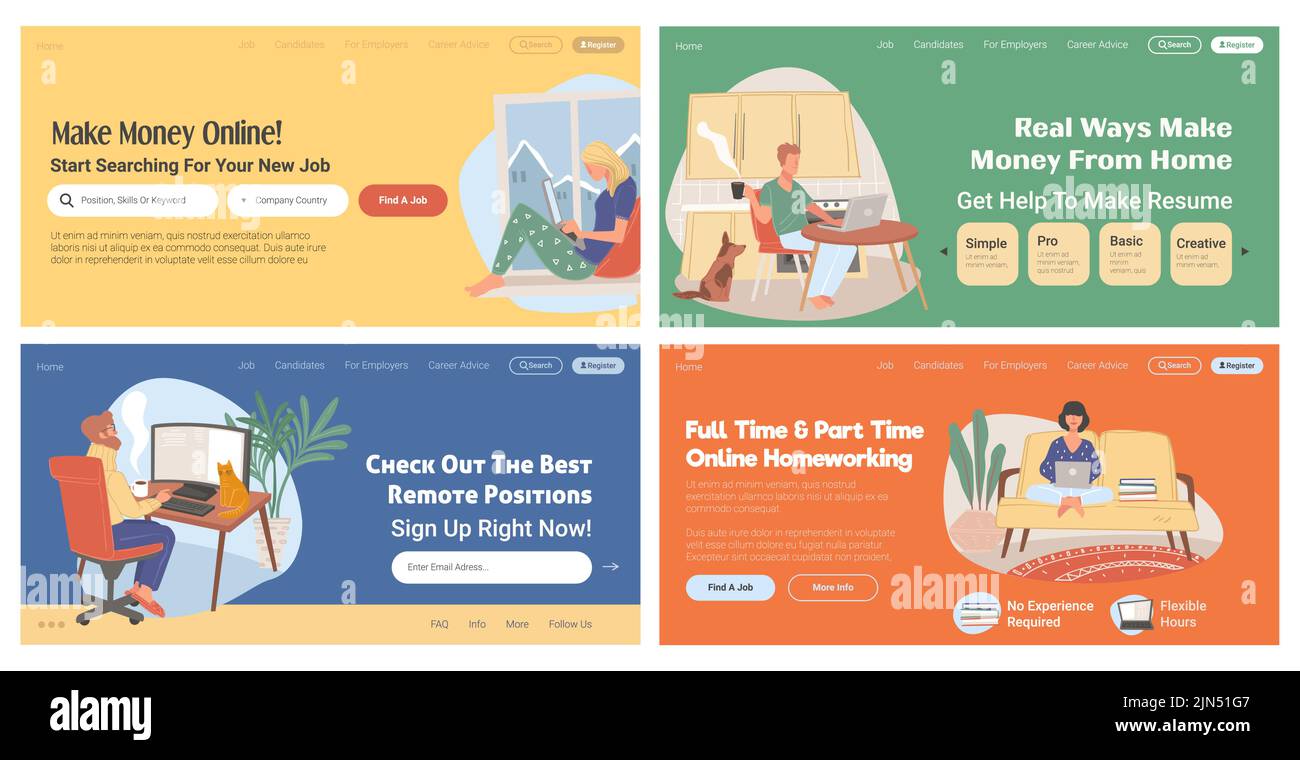 Remote job promotion at web banner design set Stock Vector Image & Art ...