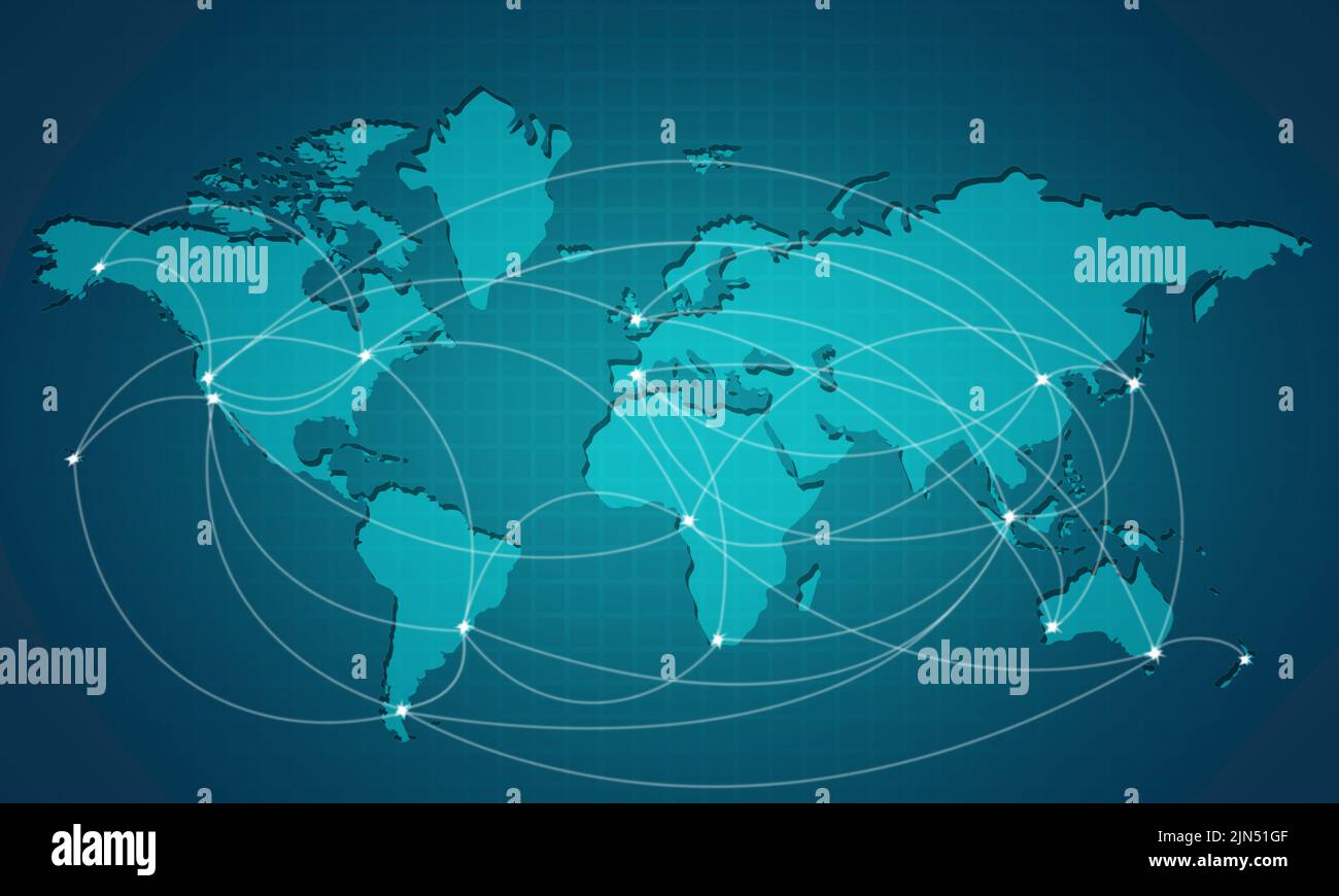 World map with destination marker dots, 3d rendering Stock Photo - Alamy