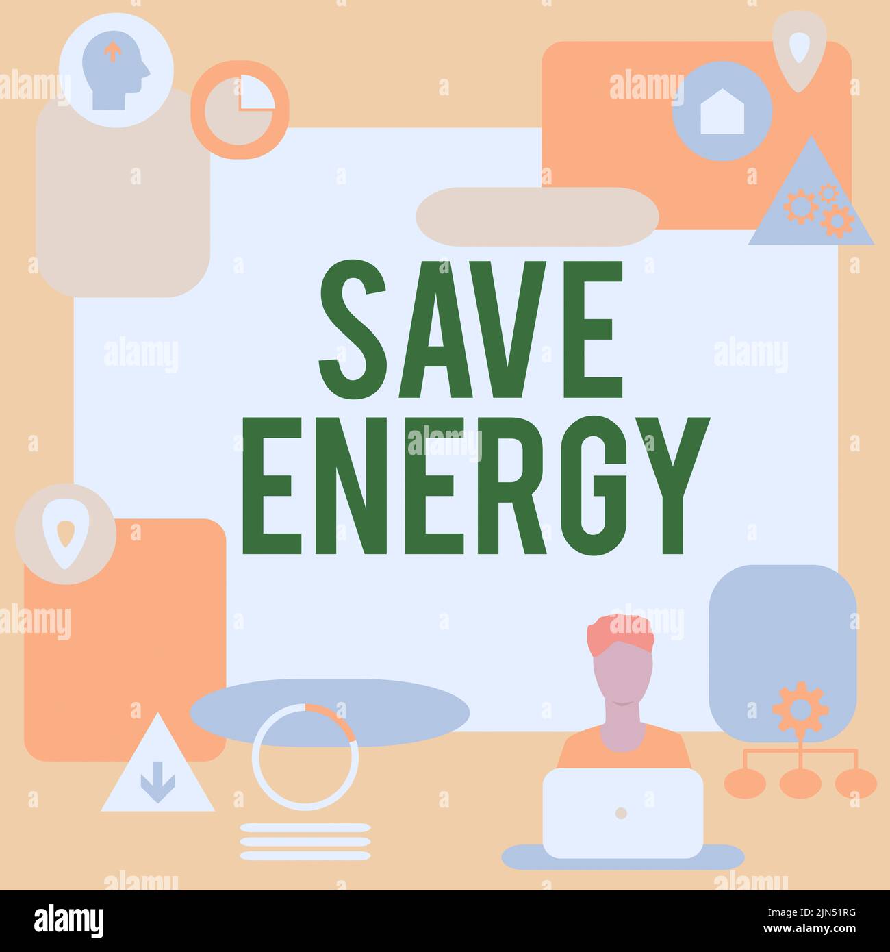 Text caption presenting Save Energy. Conceptual photo decreasing the ...