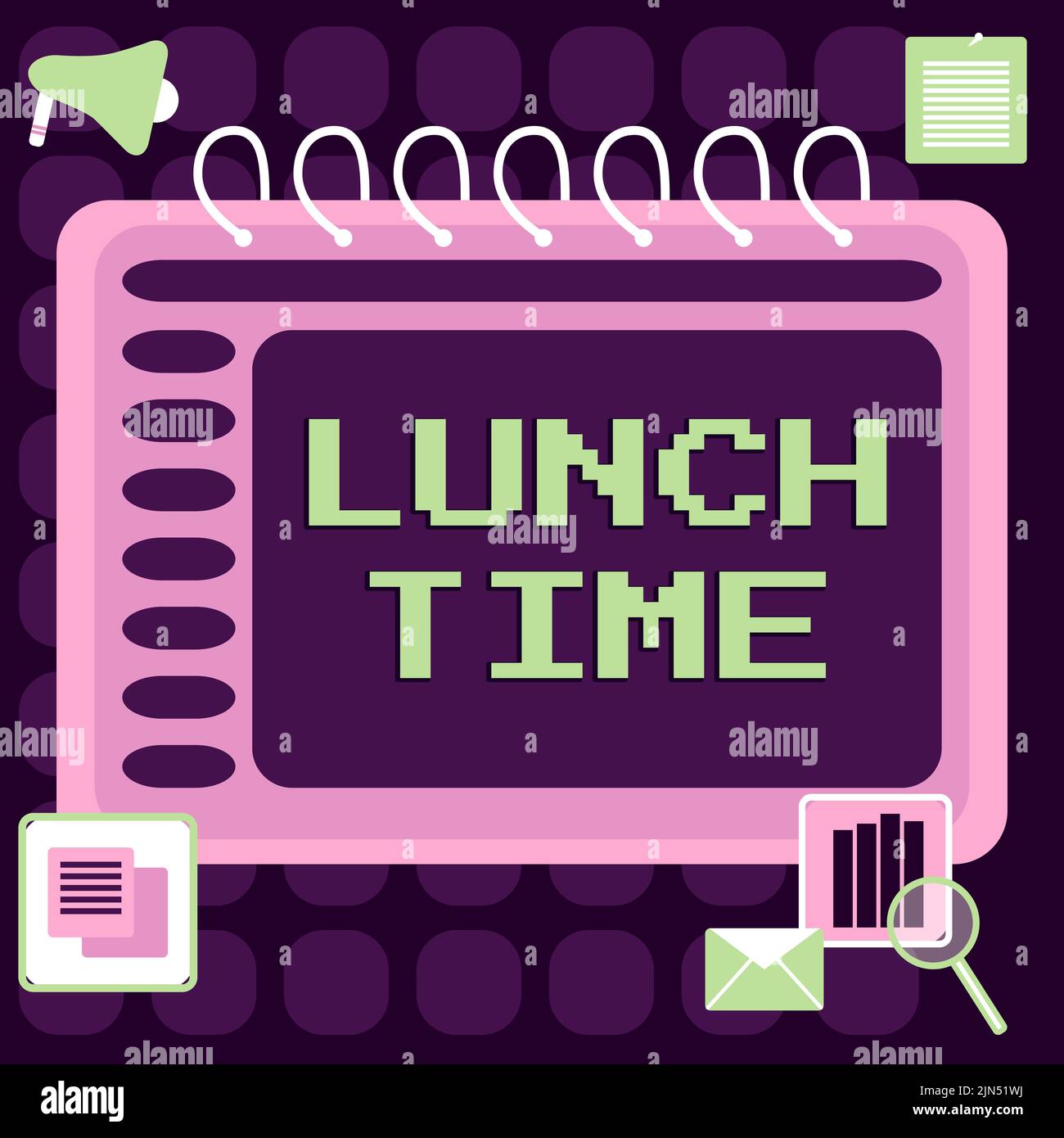 Hand writing sign Lunch Time. Word for Meal in the middle of the day ...